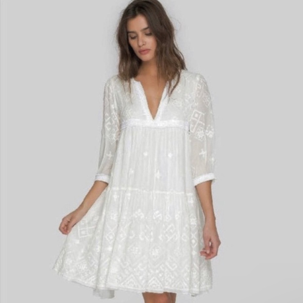 Johnny Was Love Georgette Leah Mini Dress Cloud White… - Gem